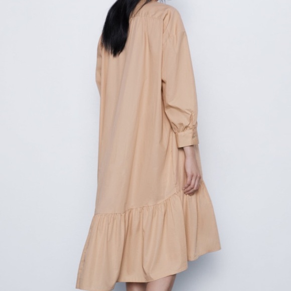 Zara | Dresses | Zara Sand Color Ruffled Poplin Dress | Poshmark